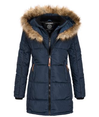 Geographical Norway Beautiful Lady - Warm Mid Thick Parka Frauen Herbst Winter - Fin Mantel Kapuze Pelz - Jacke Windschnitt Daunenjacke Long - Ideal Geschenk Elegant Frau