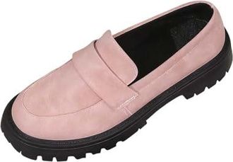 Generic Mocassins &agrave; enfiler &agrave; talon &eacute;pais pour femme - &Eacute;l&eacute;gants et classiques - Bout rond - Antid&eacute;rapants - Confortables - Chaussures de marche, travail, bure