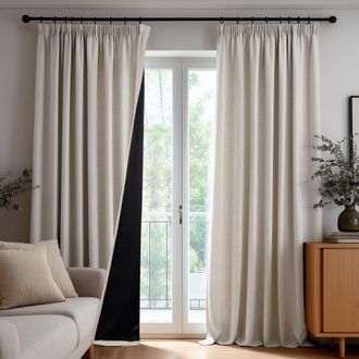 Deconovo Blickdichte Gardinen mit Kr&auml;uselband Vorhang Verdunkelung Verdunklungsvorh&auml;nge Leinenoptik Vorh&auml;nge Wohnzimmer Thermogardine f&uuml;r Schlafzimmer K&auml;ltesch