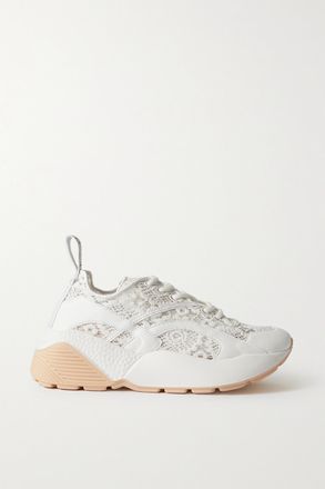 Stella McCartney Eclypse Sneakers Aus Spitze Mit Kunstlederbes&auml;tzen - Wei&szlig;