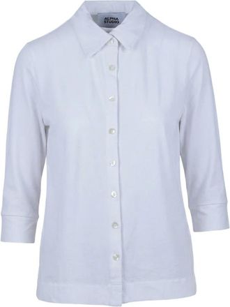 Alpha Studio Femme, Blouses et Chemises, Blanc, Taille: 38 FR Polo camicia