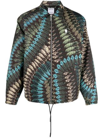 Marcelo Burlon veste bomber à motif végétal en jacquard - Marron