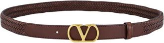 Valentino Garavani Homme, Accessoires, Brun, Taille: 115 CM Ceinture VLogo en Cuir Tress&eacute;