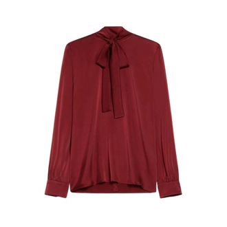 Max Mara Seiden Satin Hemd mit Foulard Kragen - - Blouses & Shirts - Damen - Rot - XS