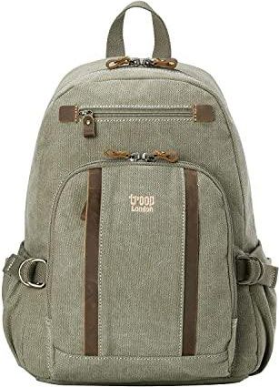 Troop London TRP0256 Sac à dos classique en toile, taille moyenne, Kaki, Taille Unique