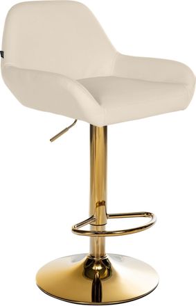 Clp Barhocker Braga Kunstleder-Bezug mit Gold-Gestell I höhenverstellbar und 360 drehbar I moderner Barstuhl mit Fußstütze für Küche und Bar, Farbe:Creme