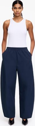 Arket Pantalon en popeline de coton avec cordon de serrage - Bleu marine