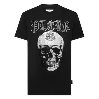 Philipp Plein Homme, Tops, Noir, Taille: 4XL T-shirt Col Rond SS Tattoo