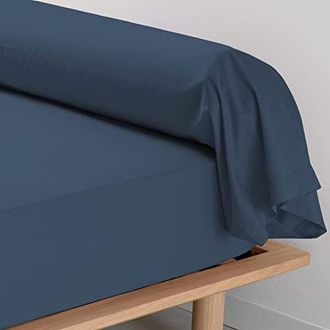 Pizuna Coton Peign&eacute; Traversin 45x145 cm 2 Pi&egrave;ces Bleu fonc&eacute;, 100% Coton Longue Tige 400 Fils Armure Satin (Taie doreiller dh&ocirc;tel Douce Bleu fonc&eacute;)