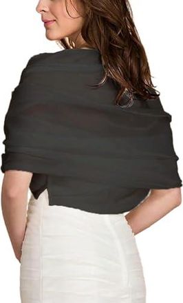 Generic NYSBH Bol&eacute;ro en organza doux &agrave; volants pour femme Ch&acirc;le Ch&acirc;le Mariage Cape de bal de fin dann&eacute;e &eacute;l&eacute;gante, Noir, M