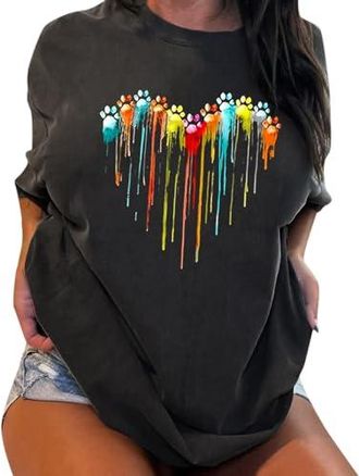 Generic 2026 Saint-Valentin imprim&eacute; mode ample manches courtes t-shirt homme et femme 1, gris, M