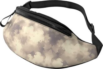Generic Multifunktionale Taillentasche Grau-Wei&szlig;er Batikdruck Umh&auml;ngetaschen Taillentasche Sporttasche F&uuml;r Hundetraining Sport Radfahren 14X35Cm