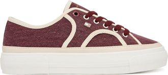Tommy Hilfiger Sneakers aus Stoff Tommy Hilfiger Platform Vulc Sneaker Piping FW0FW09394 Dunkelrot