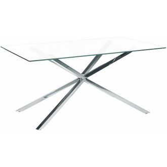 Beliani Esstisch Transparent Sicherheitsglas und Stahl 160 x 90 cm mit Silbernem Metallgestell Rechteckig Modern Glamour Esszimmer Ausstattung M&ouml;bel