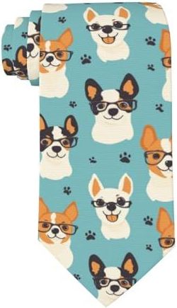 Generic Des Chiens Qui Portent Des Lunettes Cravates Hommes Élégante Cravate Homme Décontractée Cravate Pour Mariages Soirée Travail