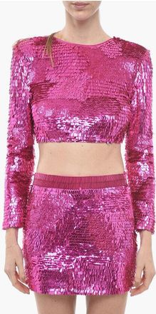 Retrofête Long-sleeved LEANNE Sequined Crop Top size S