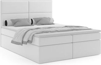 Furnix Polsterbett &Ouml;ko Leder nutan 160 mit Polster-Kopfteil Betttopper bc Wei&szlig; - Furnix