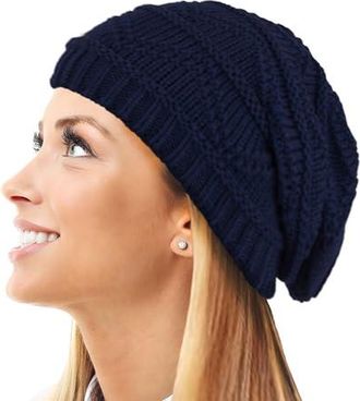 TOSKATOK Mesdames, Doux, empoté Bonnet Beanie tricoté-Navy