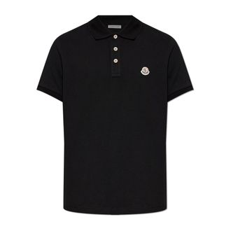 Moncler Homme, Tops, Noir, Taille: L Polo avec &Eacute;cusson Logo
