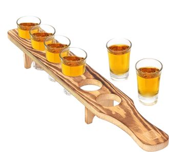 Generic Serviertablett für Weingläser, Weinglashalter | Weinglasregal aus Holz mit Tequila-Gläserhalter für 6 Gläser, Serviertablett für Bar, Restaurant, Part