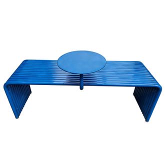 Generic Gartenbank Metall Ohne Lehne mit Kleiner Beistelltisch Moderne Parkbank Balkonbank 120cm f&uuml;r Gastronomie Wartebereiche H&ouml;fe B&uuml;ros, Sitzbank Bis 500kg 