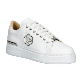 Philipp Plein Baskets basses en cuir nappa Hexagon - Femme - Chaussures - Blanc - Taille: 36 EU