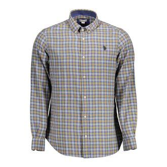 U.S.Polo Association Blaues Slim Fit Hemd Langarm - - Shirts - Herren - Blau - XL