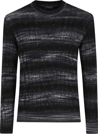 Roberto Collina pull rayé à col rond - Noir