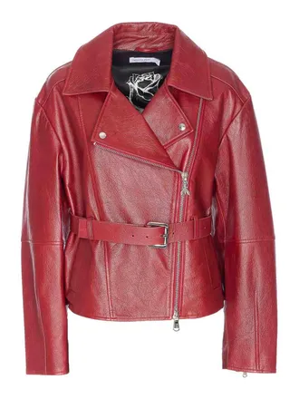 Patrizia Pepe Blouson En Cuir - Rouge