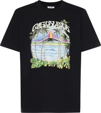 Casablanca Homme, Tops, Noir, Taille: L Volcano Short Sleeve T-Shirt