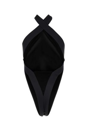 Saint Laurent Womens Black Velvet Bodysuit Noir Maglie Sweater
