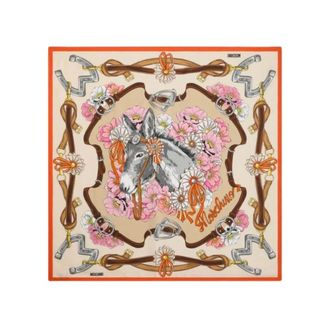 Moschino Femme, Accessoires, Rose, Taille: ONE Size Foulard en soie imprim&eacute;e