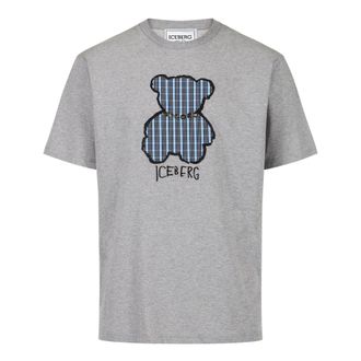 Iceberg Homme, Tops, Gris, Taille: L T-shirt &agrave; Manches Courtes en Jersey de Coton