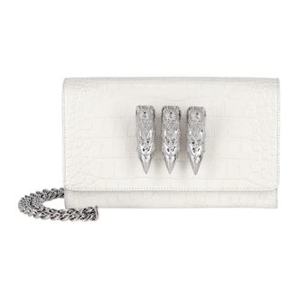 Philipp Plein Femme, Sacs, Blanc, Taille: ONE Size Small Croco Embossed Clutch Eagle