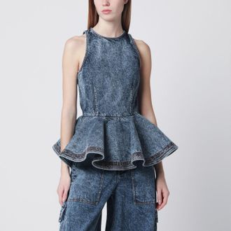 Alaia Peplum-Top aus Denim