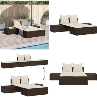 vidaXL Doppel-Sonnenliege mit Auflagen Braun Poly Rattan - Doppel-Sonnenliege - Gartenliege - Lounge Chair - Outdoor Liege - Poolside Lounge - Home & Living