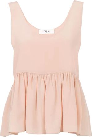 Chlo&eacute; Femme, Blouses et Chemises, Rose, Taille: 36 FR Haut Sans Manches Fronc&eacute;