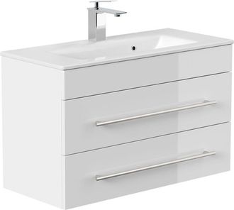 Magnolia Home Badm&ouml;bel Mars 800 SlimLine 80x36cm mit 2 SoftClose Schubladen weiss hochglanz