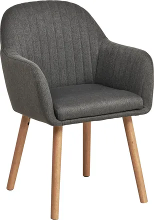 MID.YOU Mid.you Armlehnstuhl, Natur, Dunkelgrau, Holz, Textil, Eiche, massiv, rund, 56x82x57 cm, Esszimmer, St&uuml;hle, Esszimmerst&uuml;hle, Armlehnenst&uuml;hle