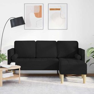 vidaXL Vidaxl - Canap&eacute; dangle noir 173 x 131 x 67 cm - Tissu doux - Capacit&eacute; 3 personnes - Design moderne pour salon contemporain