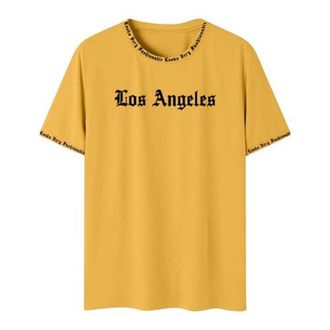 Generic T-shirt pour homme 1 pi&egrave;ce &agrave; manches courtes et imprim&eacute; alphabet - Col rond - Tissu tricot&eacute; en polyester avec l&eacute;ger &eacute;tirement - Coupe normale - Style 