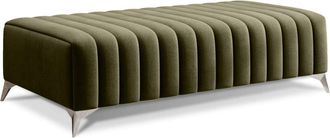 Les Tendances Les Tendances - Pouf design velours avec pieds en acier chromé LOZA-Vert olive