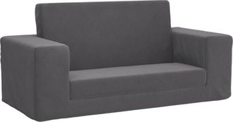 vidaXL Kinder-Schlafsofa 2-Sitzer Anthrazit Weicher Pl&uuml;sch vidaXL
