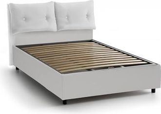 Talamo Italia Einzelbett Milena, Bettkasten mit Kunstlederbezug, 100 % Made in Italy, &Ouml;ffnung vorne, geeignet f&uuml;r Matratzen 80 x 190 cm, Wei&szlig;