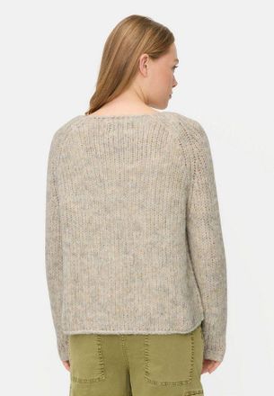 Camel Active Strickpullover Strickpullover mit Rundhalsausschnitt Langarm Markenlabel