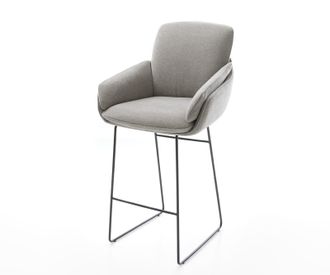 DELIFE Barstuhl Luan-Flex Strukturstoff Soft Grau Kufengestell Metall Schwarz, Barst&uuml;hle