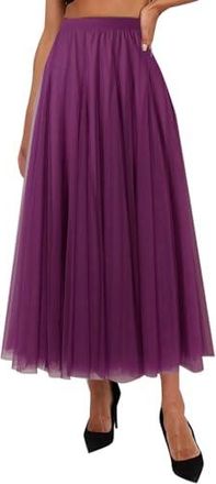 Generic Jupe en maille - Jupe de f&eacute;e - Jupe mi-longue - Jupe de danse - Plage, Or rose, L