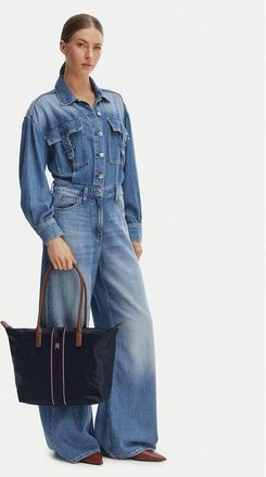 Tommy Hilfiger Handtasche Popette Tote Corp AW0AW17706 Dunkelblau