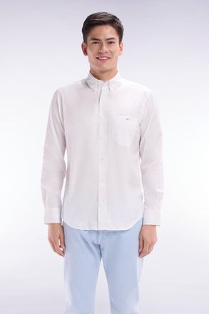 Eden Park Chemise En Twill De Coton Blanc Unie Coupe Droite