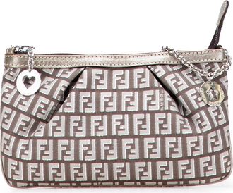 Fendi Hobo Bags - Zucchino Canvas Chain Pochette - Gr. unisize - in Braun - für Damen